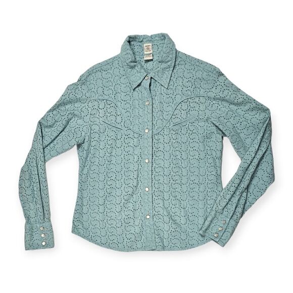 Johnny Cotton | Tops | Johnny Cotton Blue Stitched Cowgirl Western ...